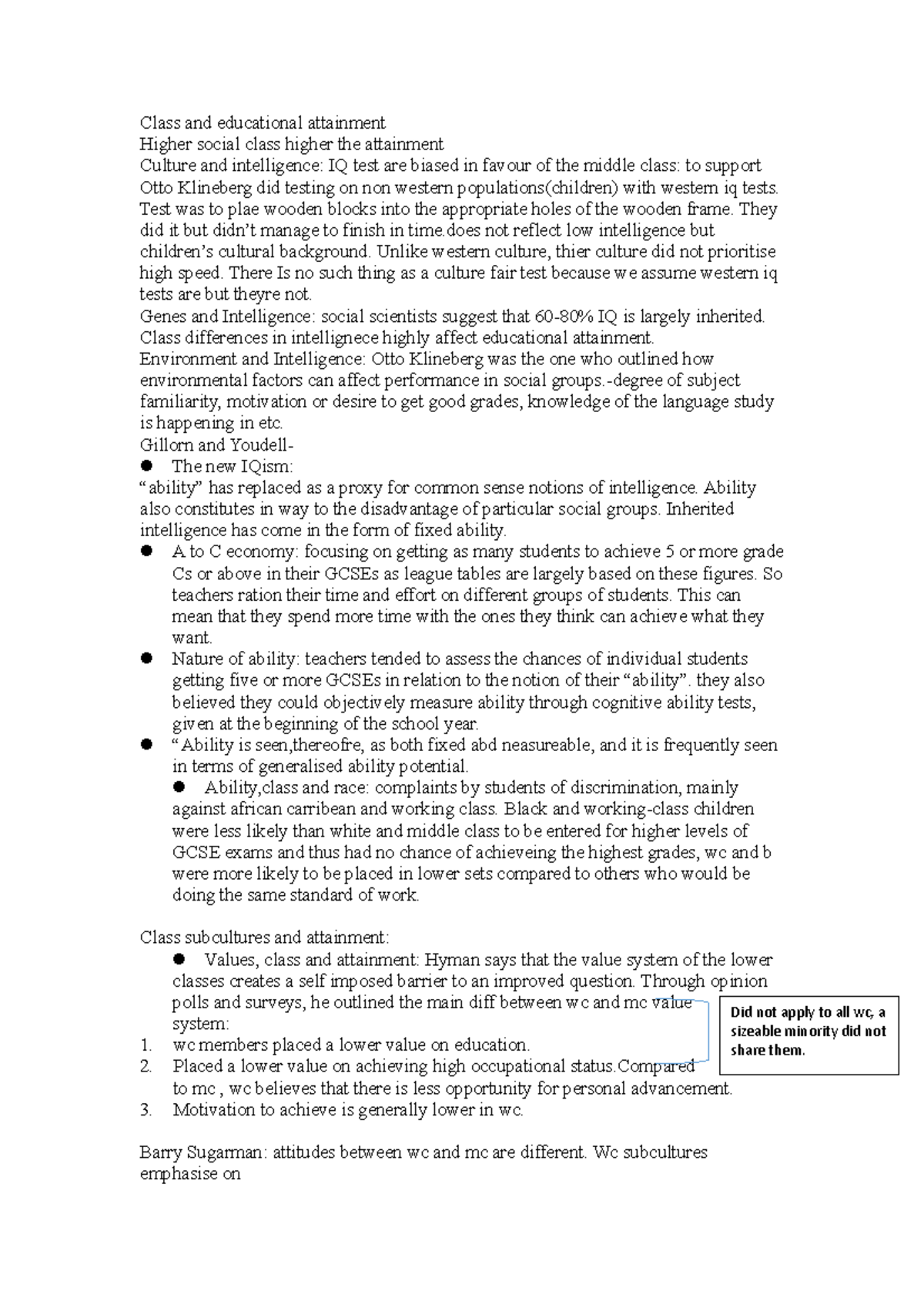 Class ethnicity interactionism - Class and educational attainment ...