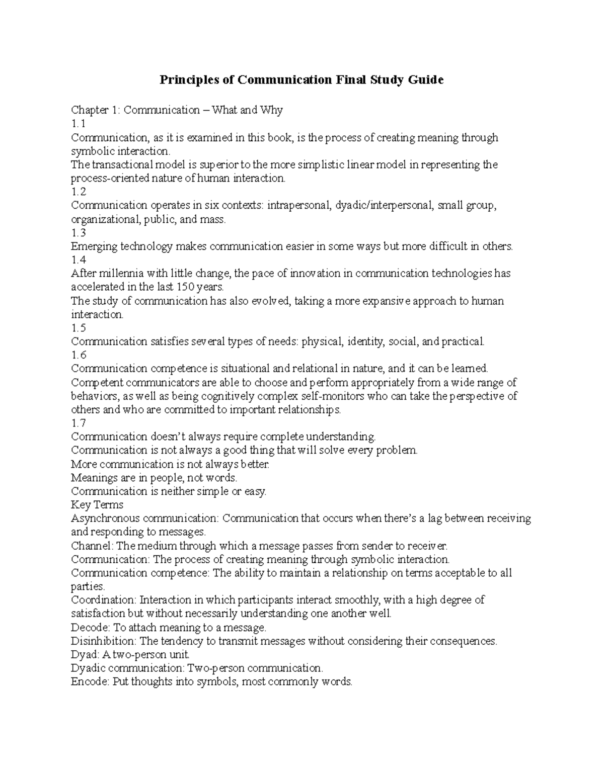 Final review for principles of communication - Principles of ...