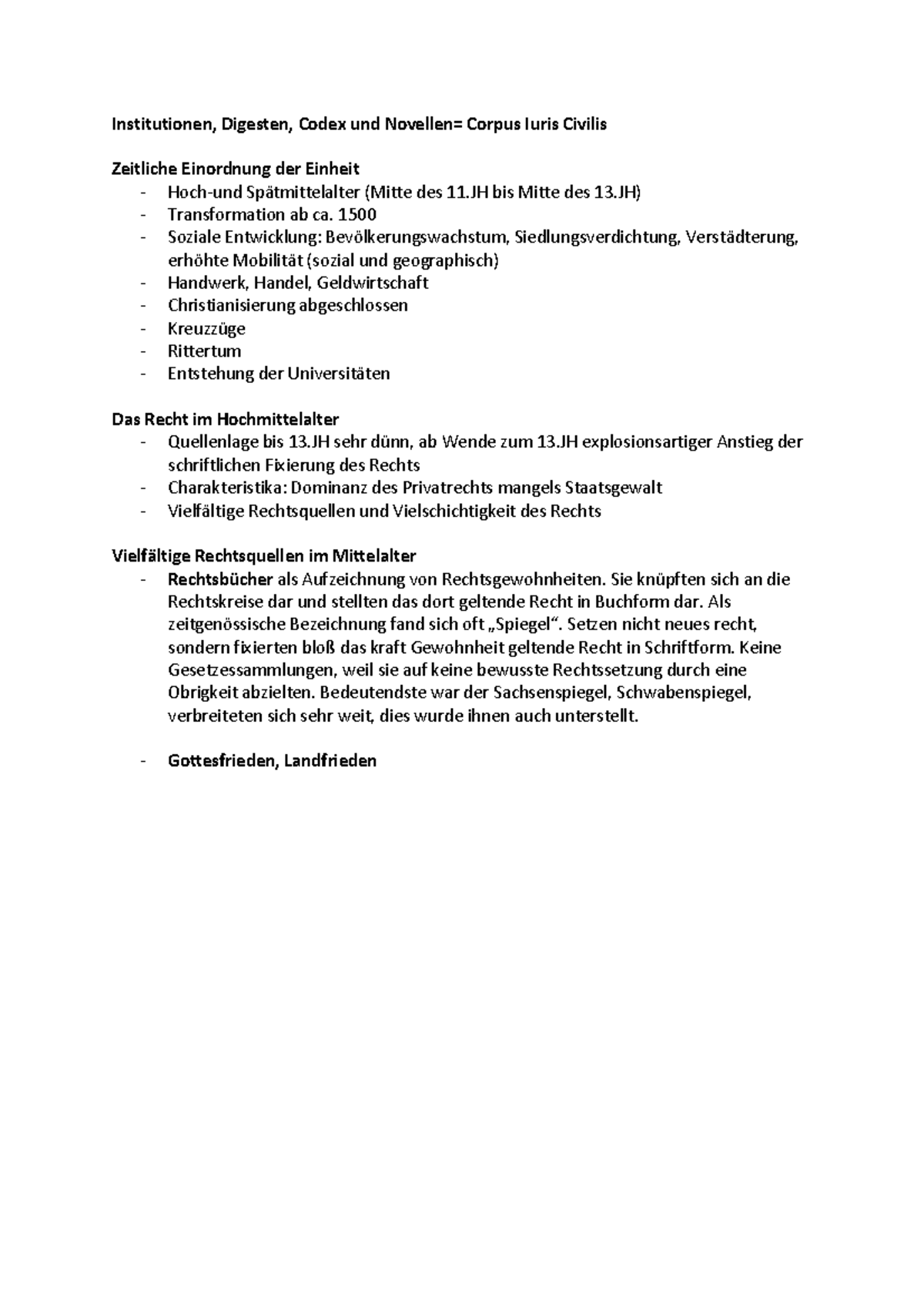 Rechtsquellen im Mittelalter - Institutionen, Digesten, Codex und ...
