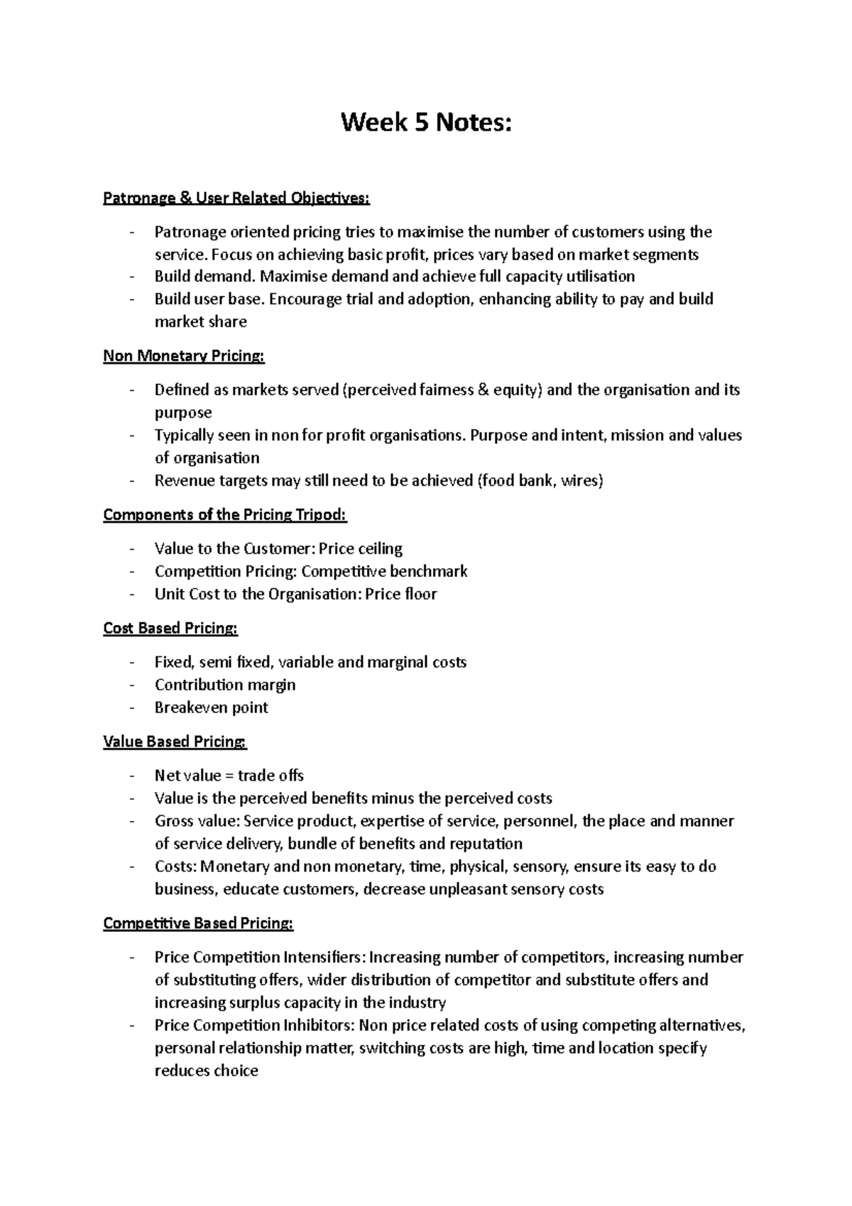 Week 5 Notes - Week 5 Notes: Patronage & User Related Objectives ...