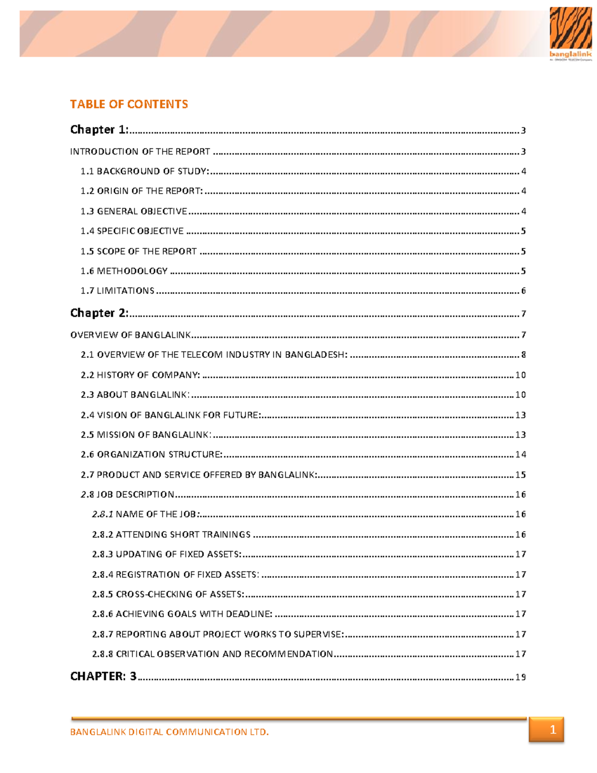 Internship report - TABLE OF CONTENTS Chapter - Studocu