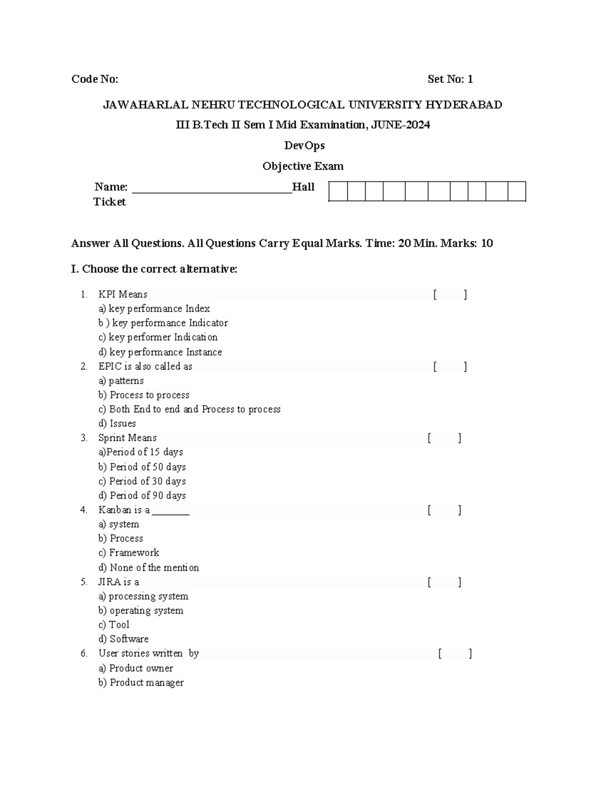 CN Mid-2 SET 1 - Code No: Set No: 1 JAWAHARLAL NEHRU TECHNOLOGICAL UNIVERSITY HYDERABAD III B II ...