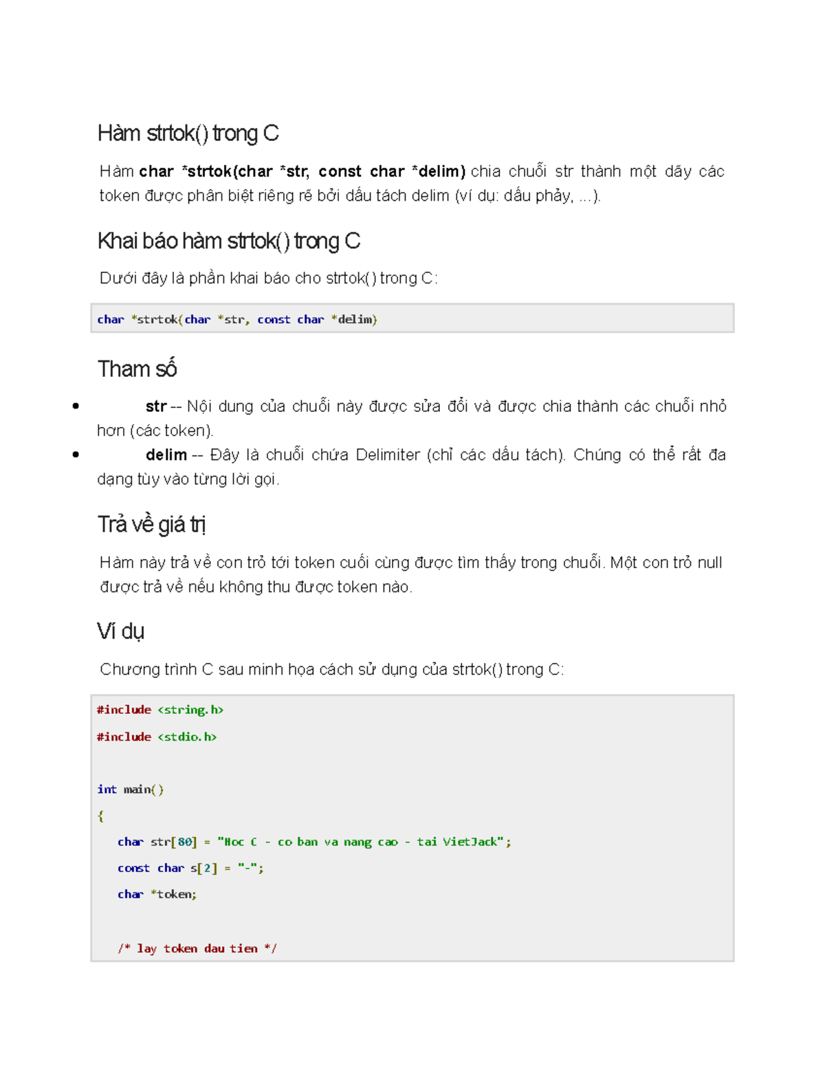 Hàm strtok - hàm trong thư viện string.h - Hàm strtok() trong C Hàm ...
