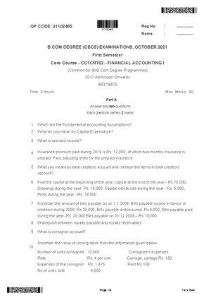 Mgu Bcom 1 Sem Corporate Regulations And Administration Nov 2019 Studocu