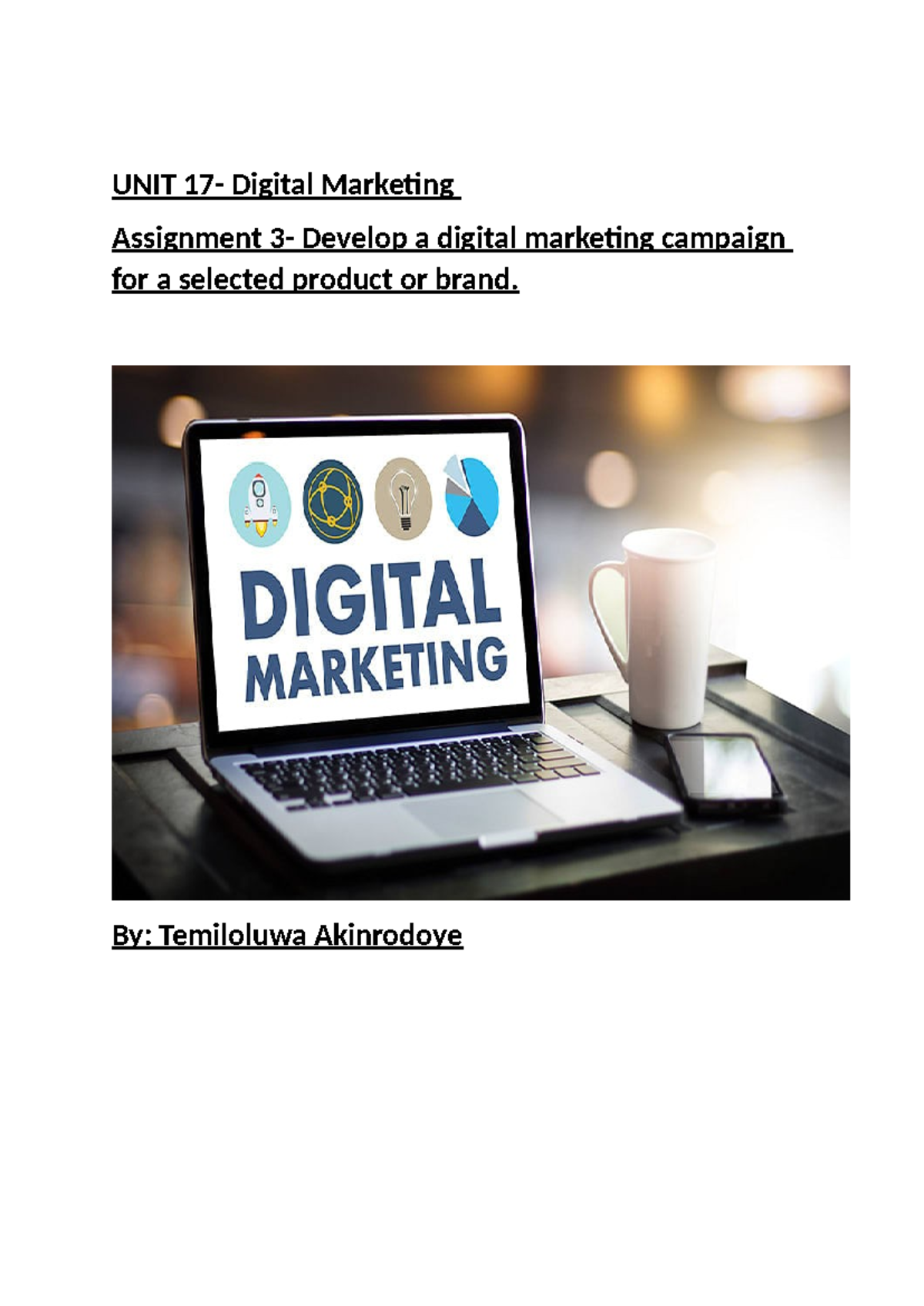 UNIT 17 ASS 3 BTEC BUSINESS - UNIT 17- Digital Marketing Assignment 3 ...