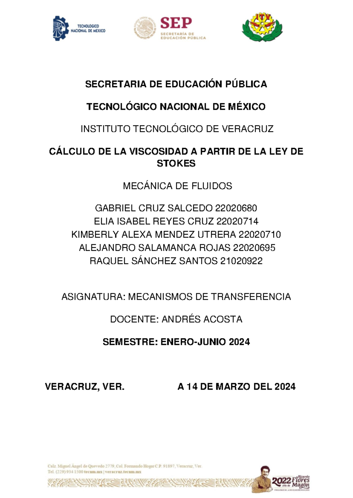 Práctica Mecanismos. LEY DE Stokes - SECRETARIA DE EDUCACIÓN PÚBLICA ...