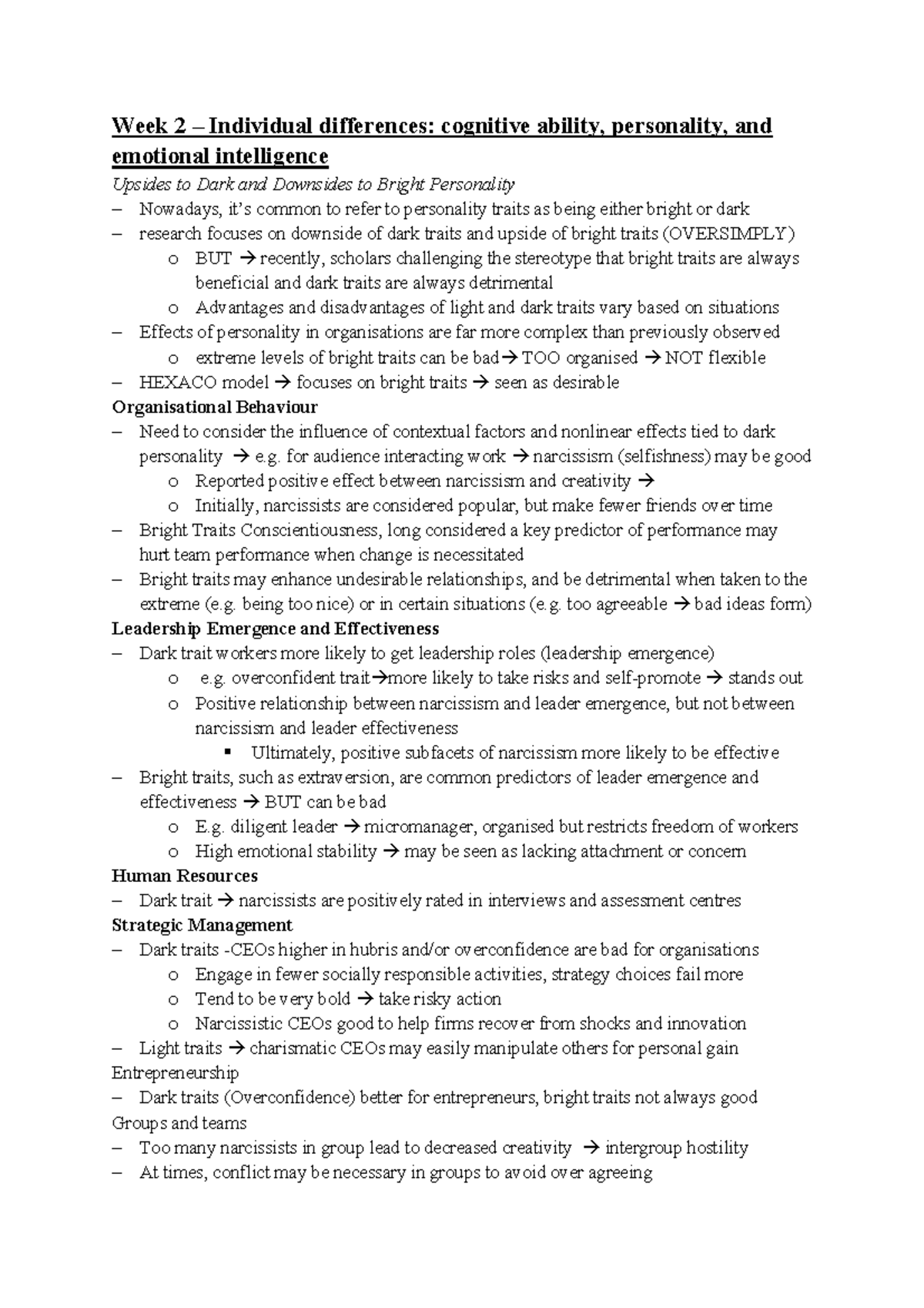 BUSS2000 Reading Notes - Week 2 – Individual differences: cognitive ...