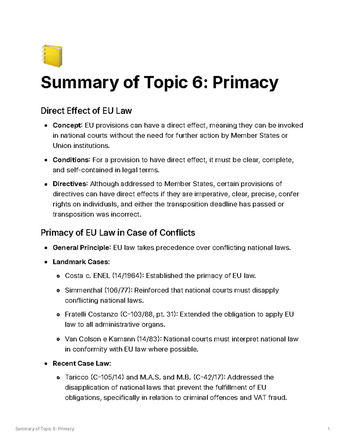 Summary of Topic 6 Primacy - Summary of Topic 6 Primacy 1 📒 Summary of ...