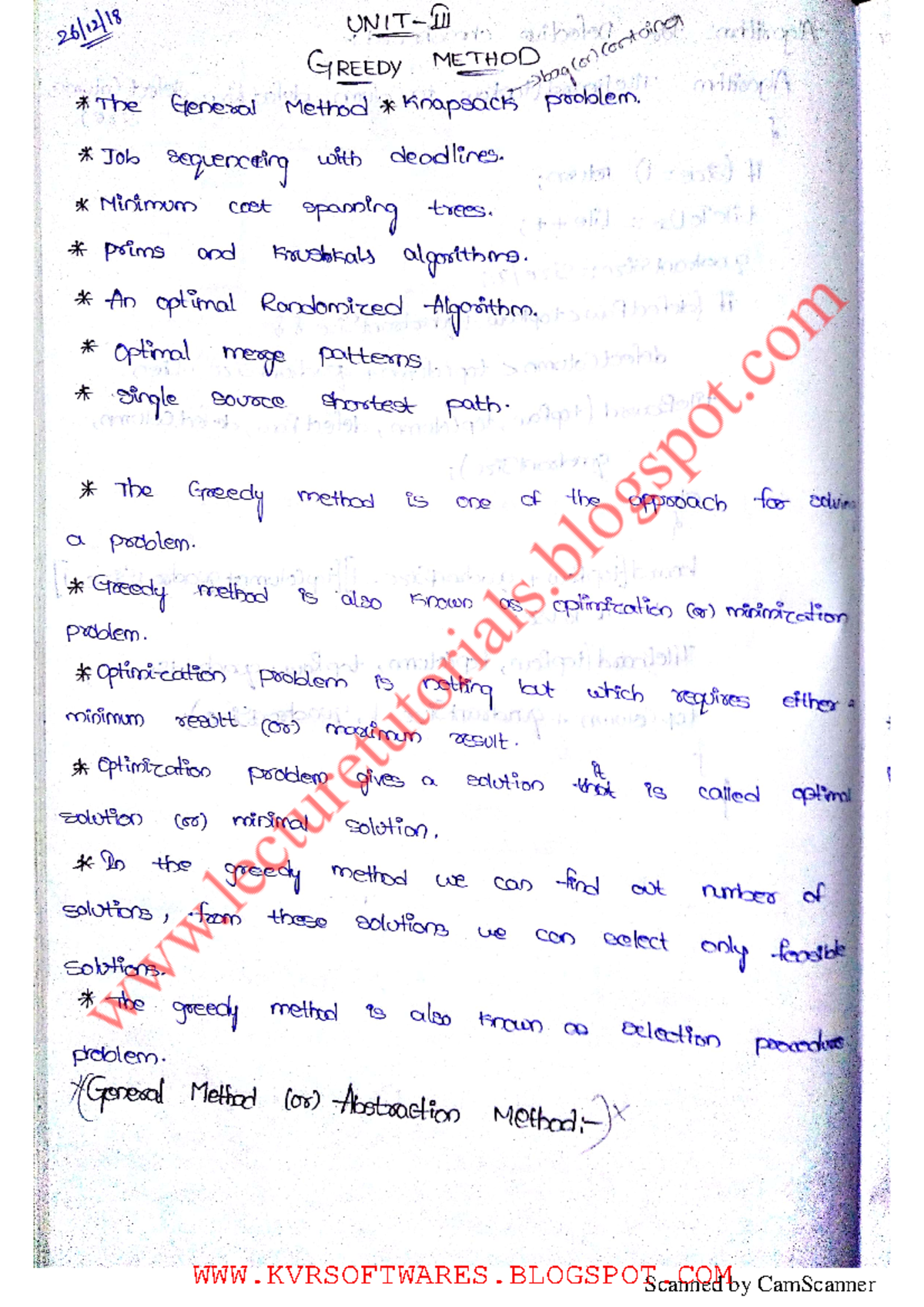 UNIT-4 DAA - UNIT-4 DAA - GREEDY The General Method knapsack problem ...