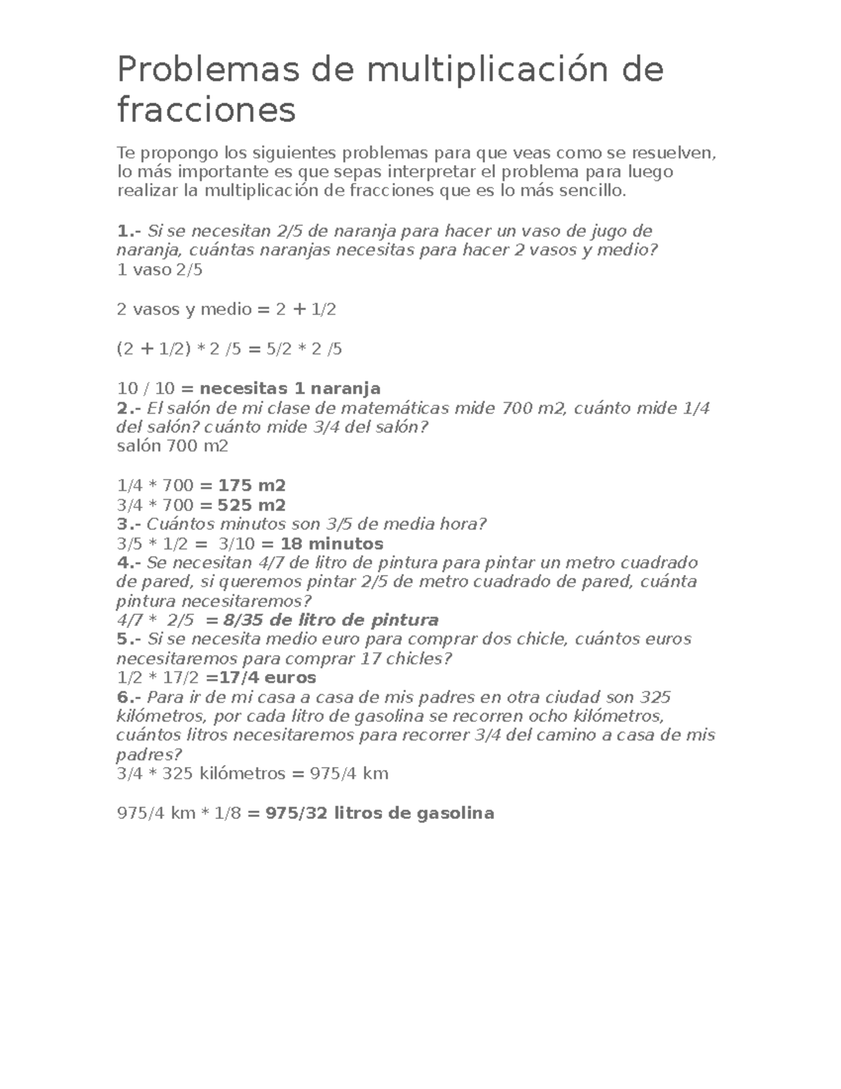 Problemas de multiplicación Y division de fracciones - Problemas de ...