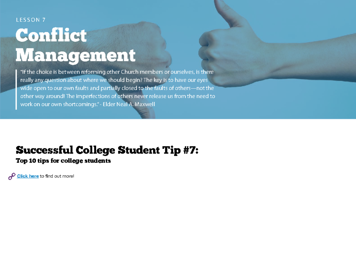 Conflict managment - Notes - Successful College Student Tip #7: Top 10 ...