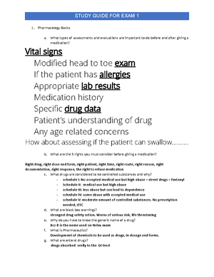 Hesi studyguide - Pharmacology - HESI ENTRANCE EXAMINATION STUDY GUIDE ...