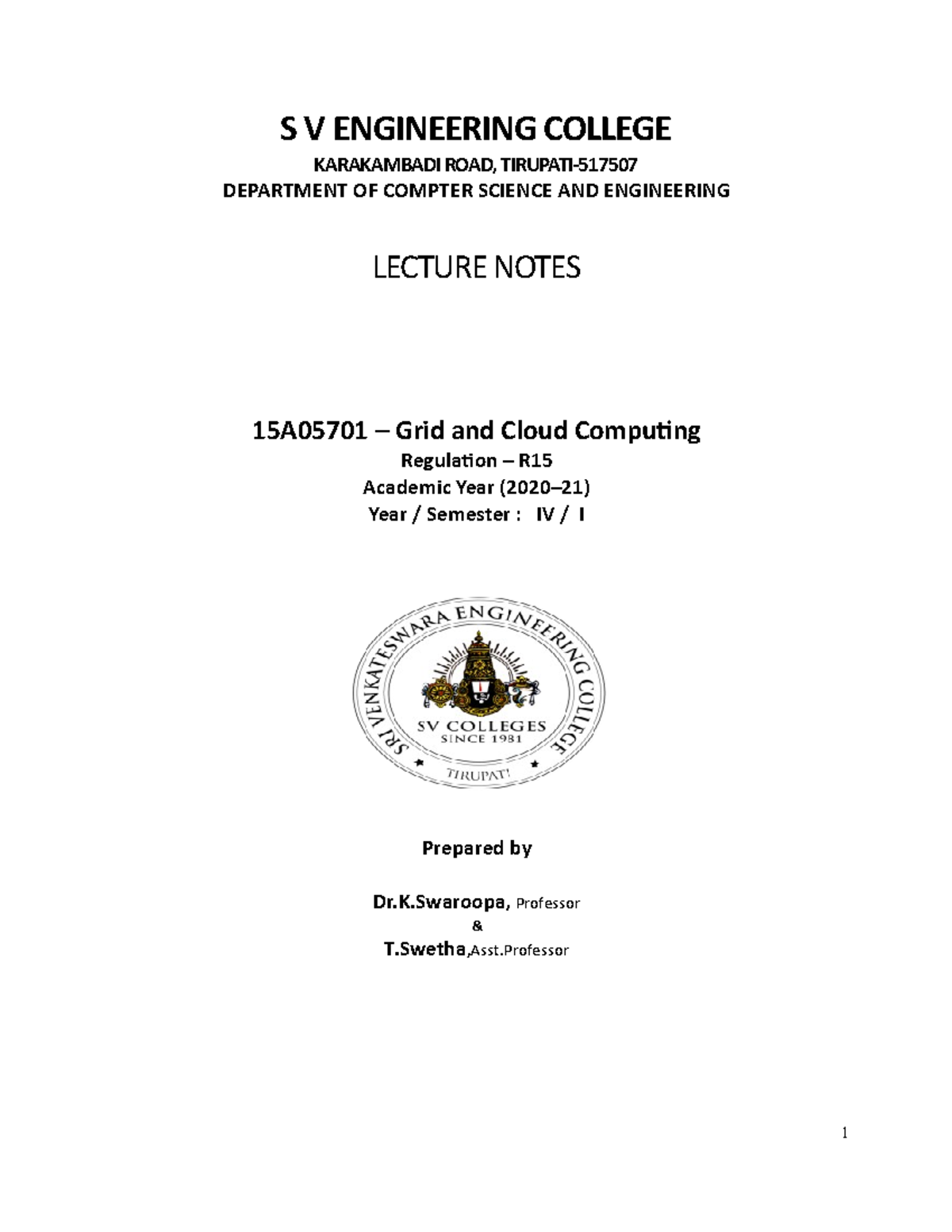 GCC Lecture Notes 2020-2021 - S V ENGINEERING COLLEGE KARAKAMBADI ROAD ...