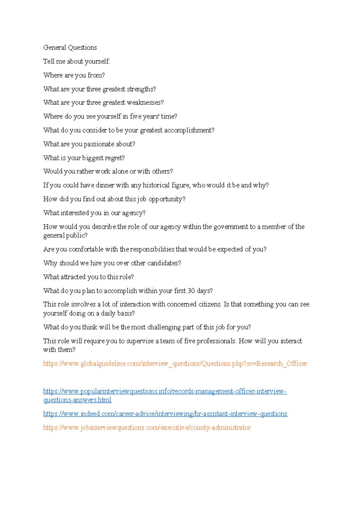 General interview Questions - General Questions Tell me about yourself ...