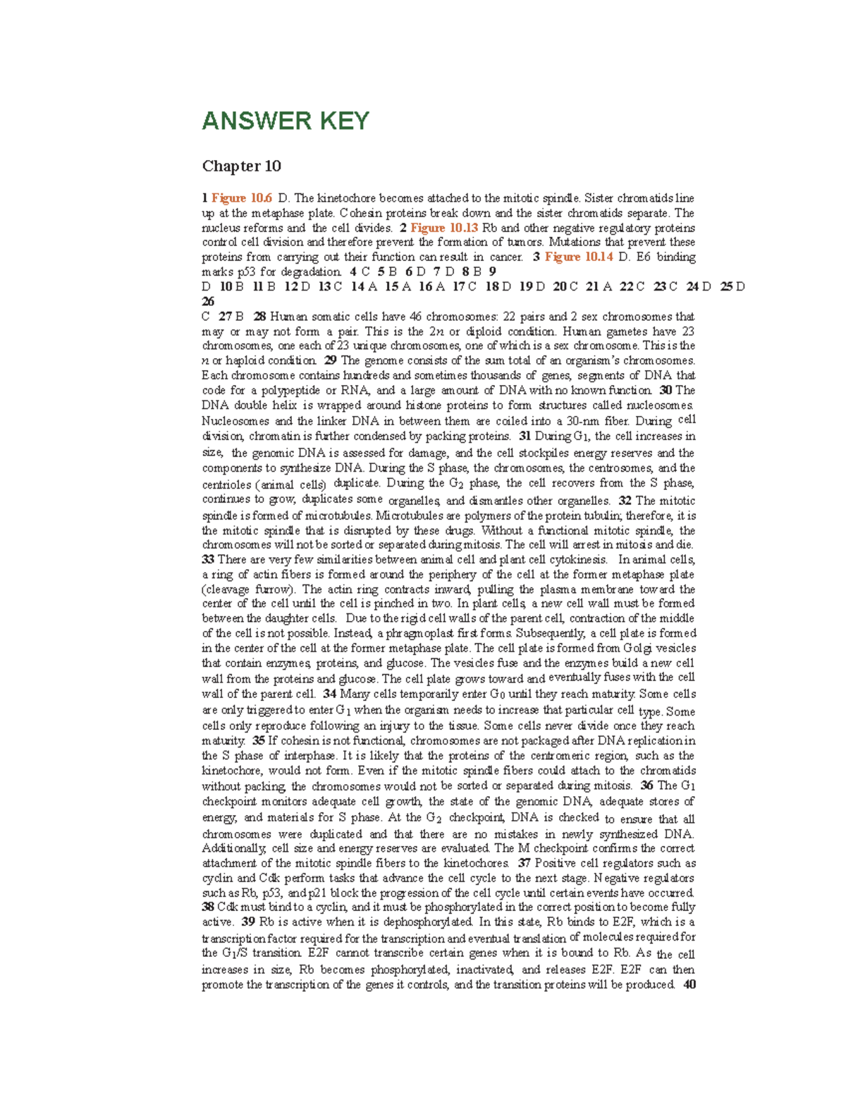 Chapter 10-14 bio reviewer - ANSWER KEY Chapter 10 1 Figure 10 D. The ...