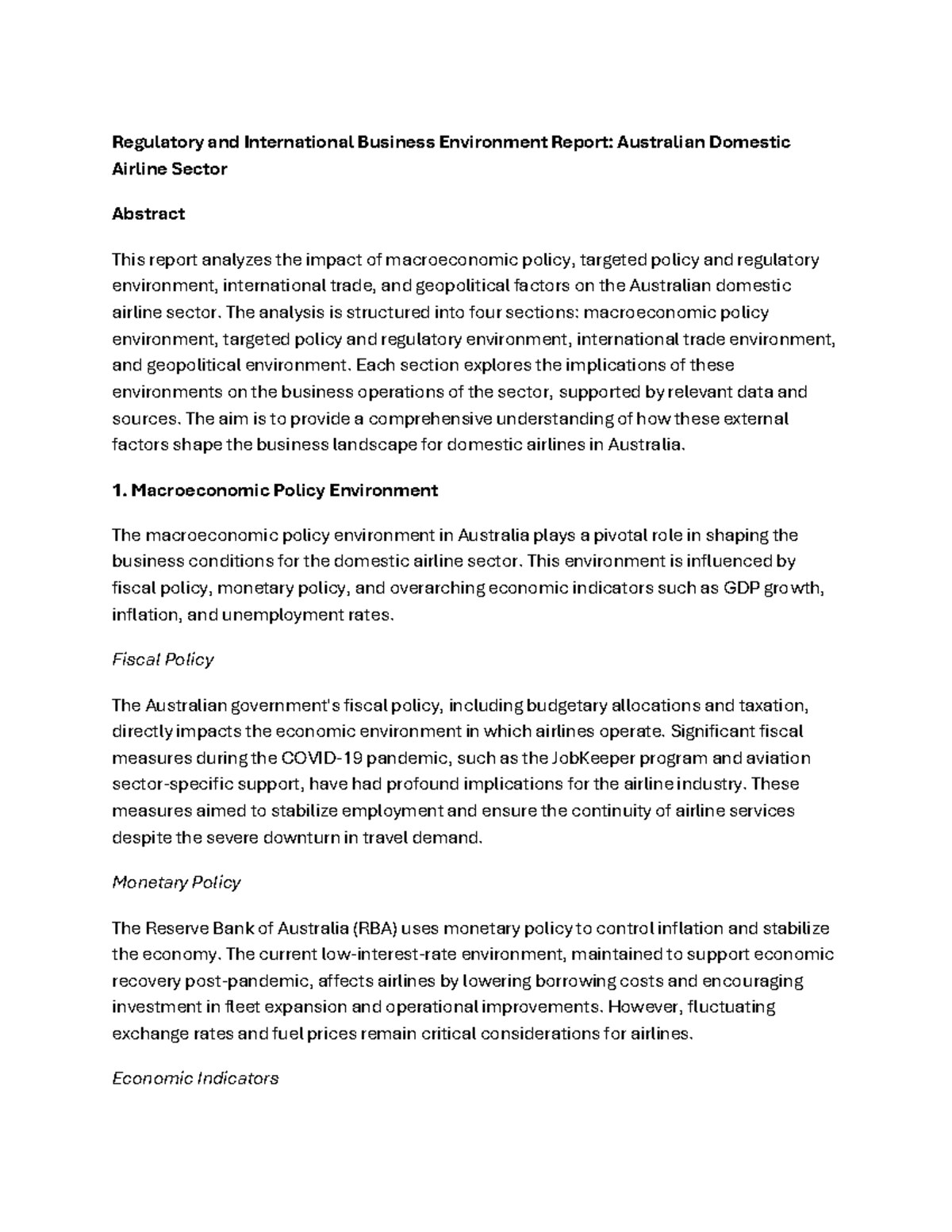 BSB108 - A2 - Final - Regulatory and International Business Environment ...