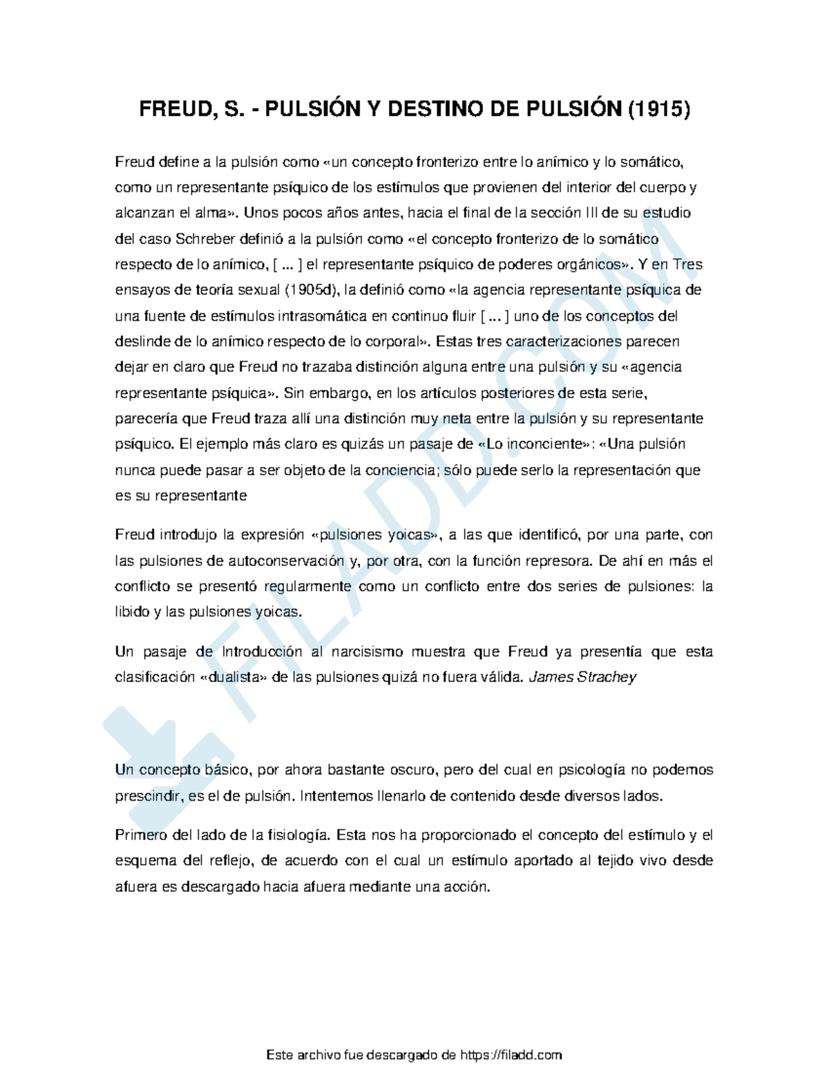 Freud Pulsion Y Destino DE Pulsion 1915 - Psicoanálisis Freud - UBA ...