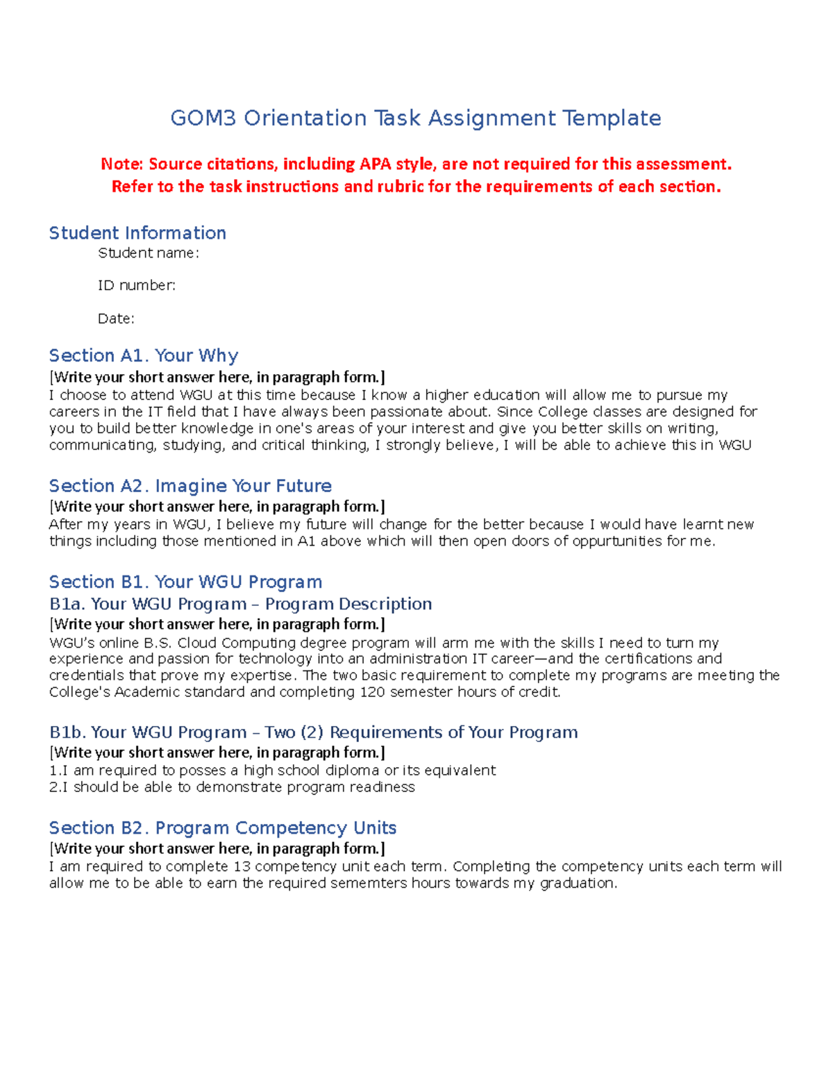 Orientation Task Template Amazon AWS Solution Architect Associate - GOM3 Orientation Task ...