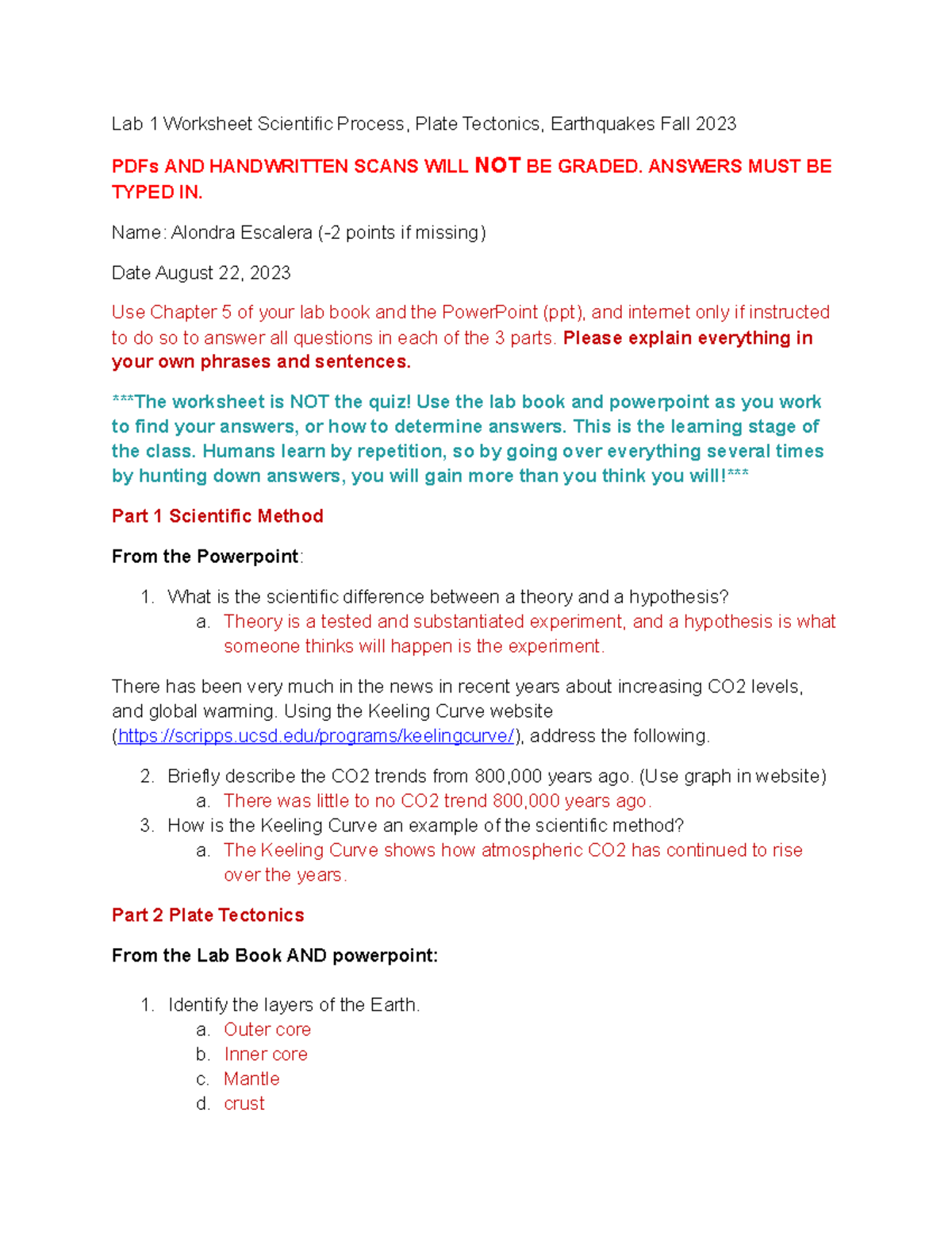 Lab 1 sci proc tect eq fall 2023 beau - Lab 1 Worksheet Scientific ...