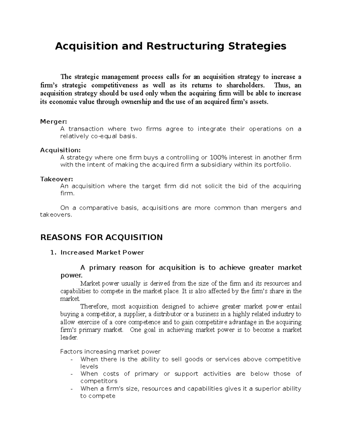 Resume acquisition-and-restructuring-strategies - Acquisition and ...