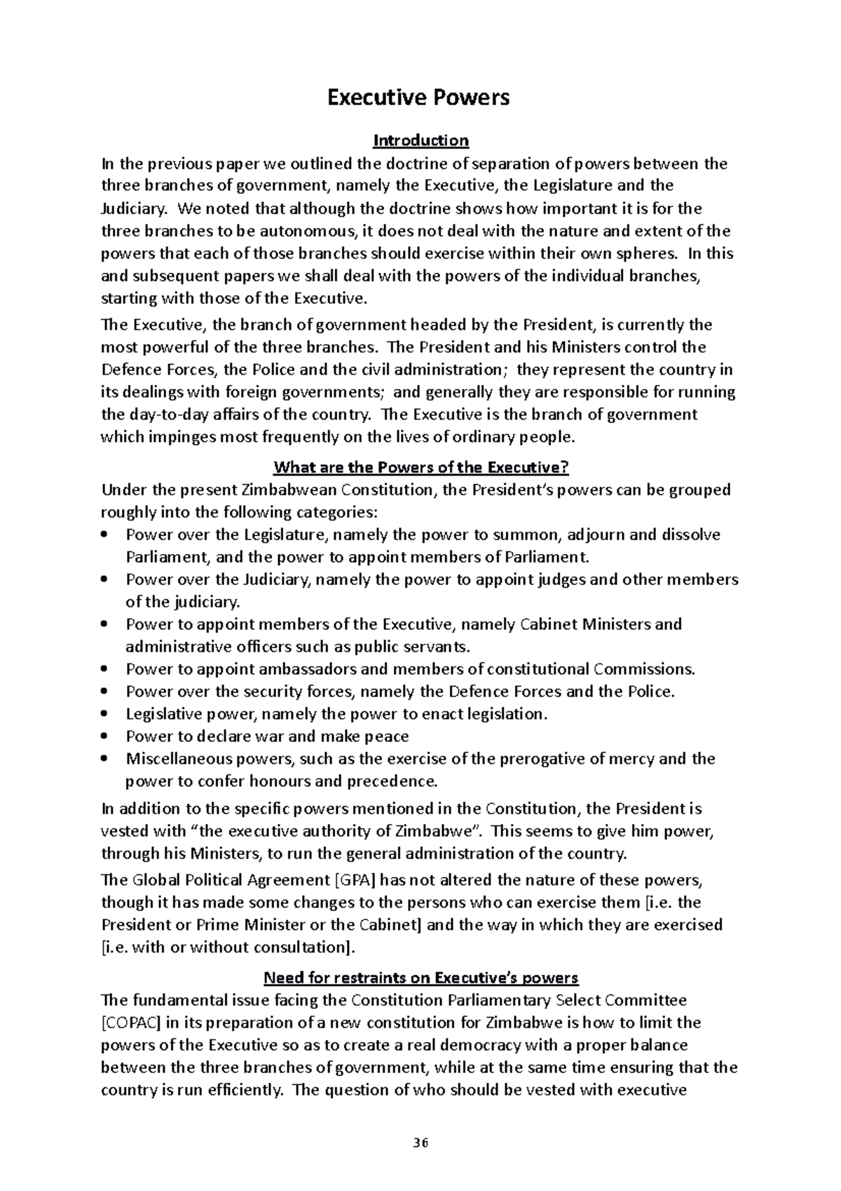 9. Executive Powers - Executive Powers Introduction In the previous ...