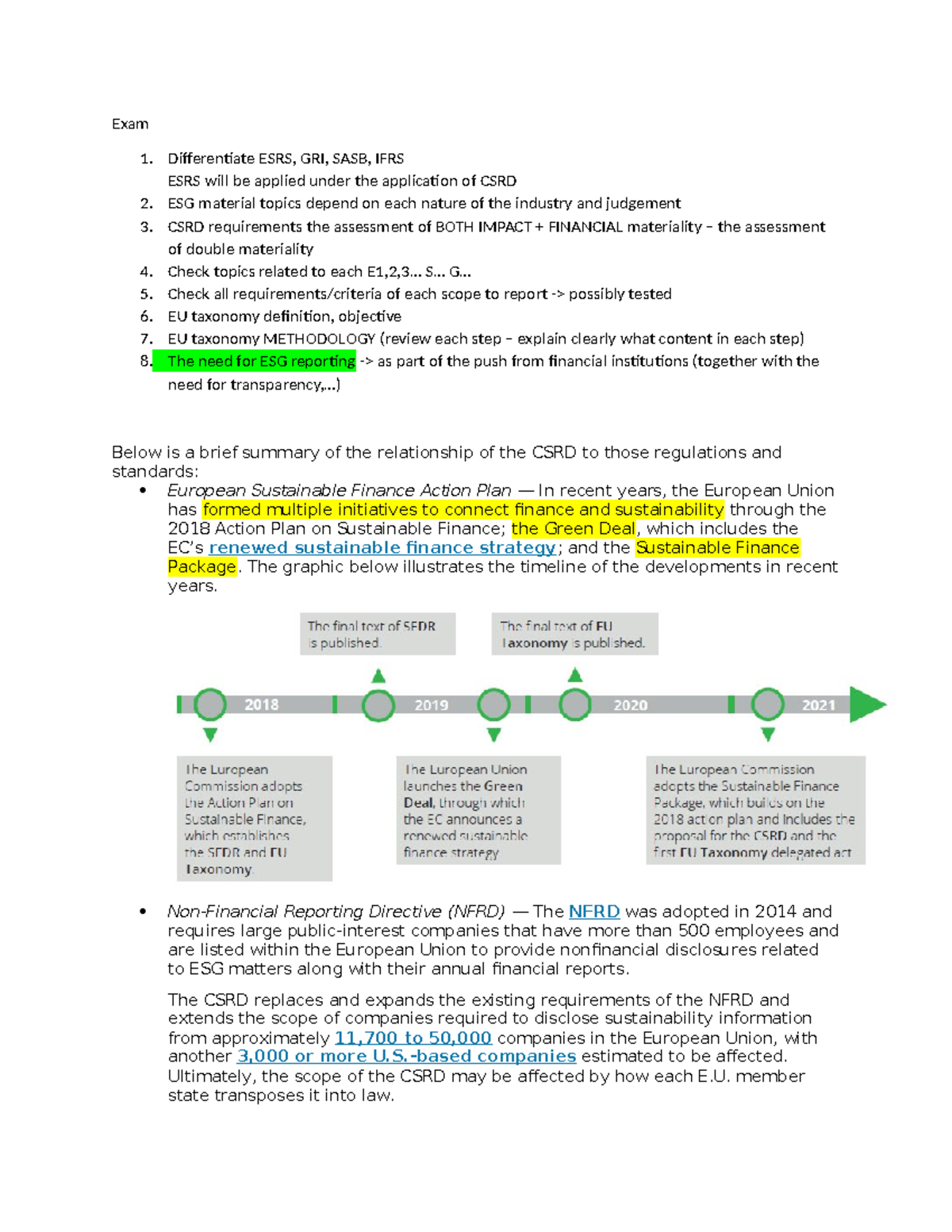 Sustainability Note for the revision - Exam 1. Differentiate ESRS, GRI ...
