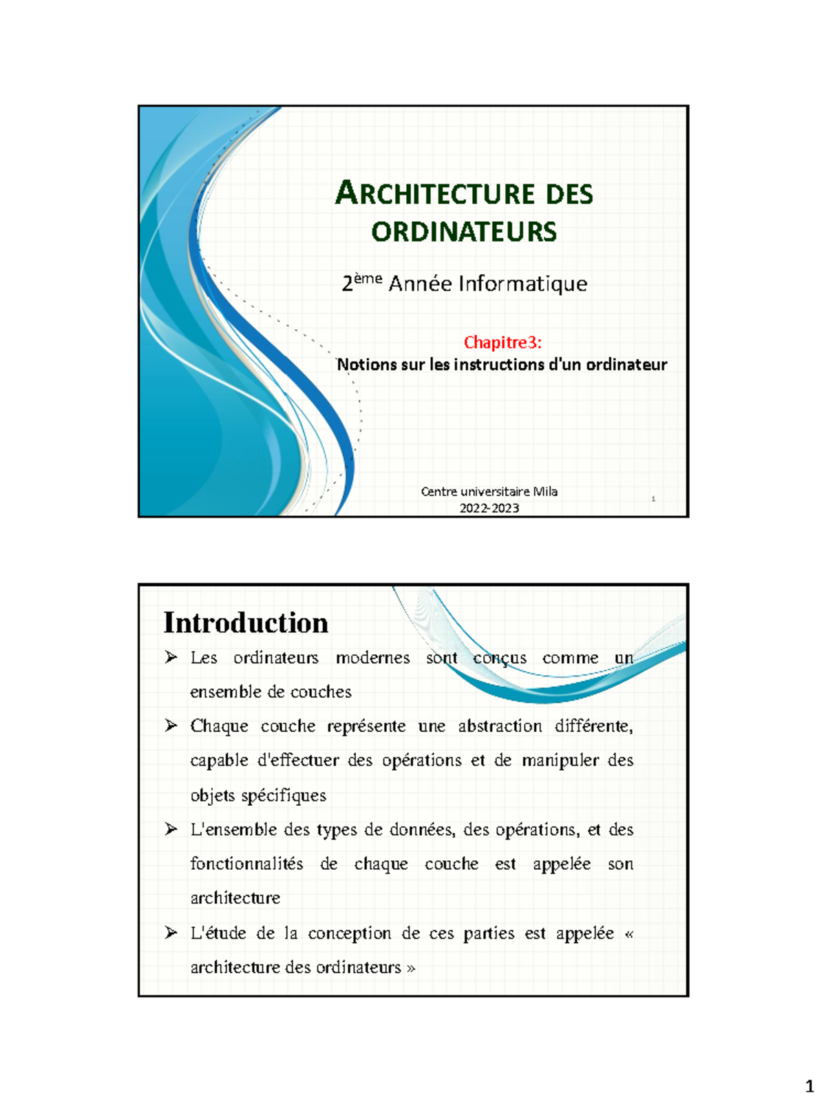 Chapitre 3 AO - ARCHITECTURE DES ORDINATEURS 2 ème Année Informatique ...