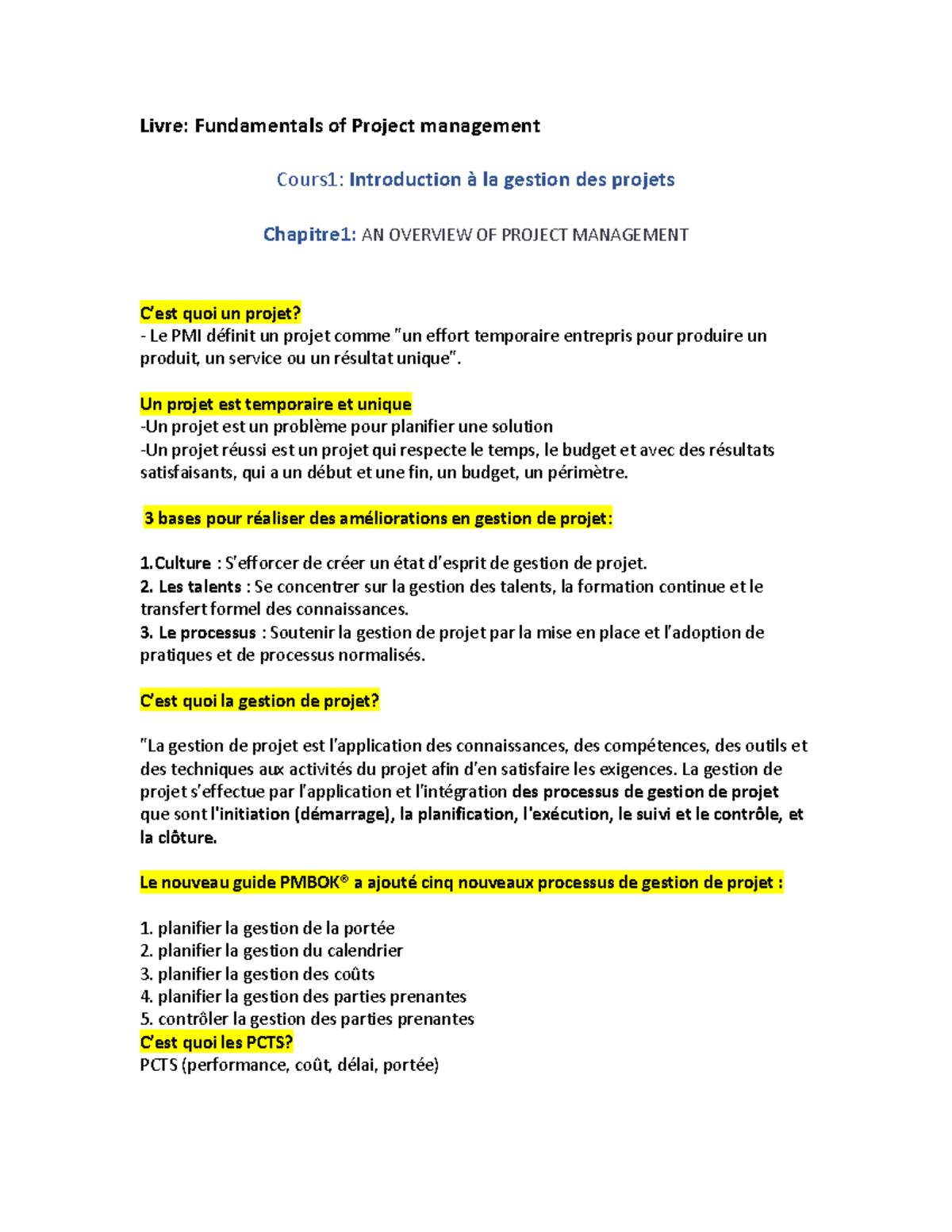 Introduction à la gestion de projets- Pproj 30470 - Livre: Fundamentals ...