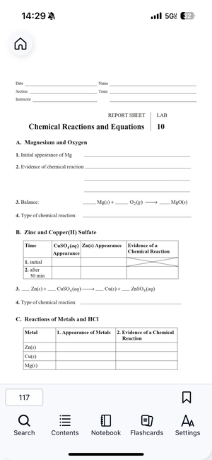 Testing for Cations and Anions report sheet - Date Name Section Team ...