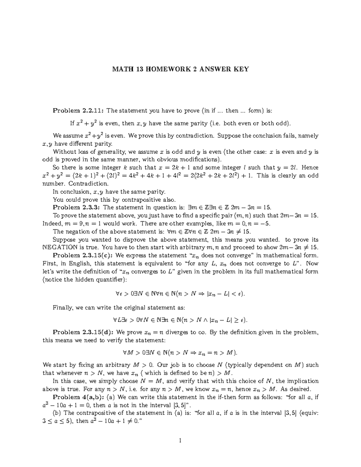 Hw2Answer Key - hw questions with description - MATH 13 HOMEWORK 2 ...