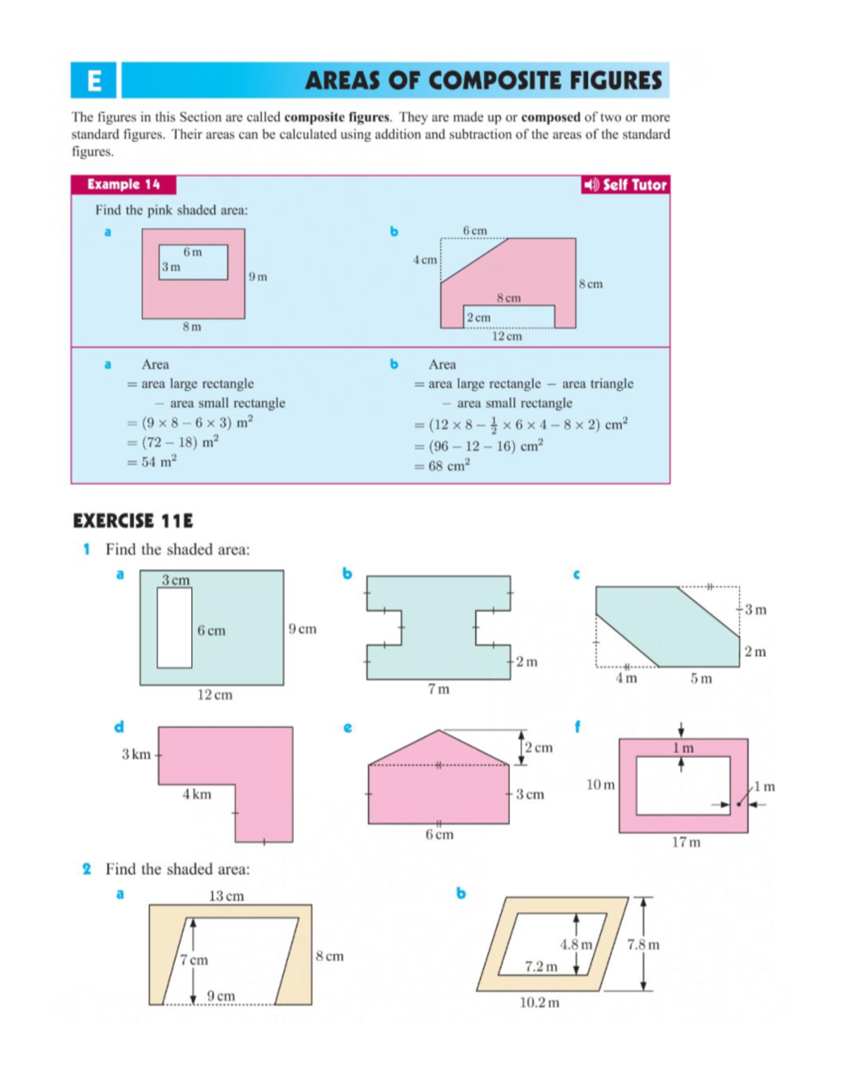 Areas of composite figures - E AREAS OF COMPOSITE FIGURES The figures ...