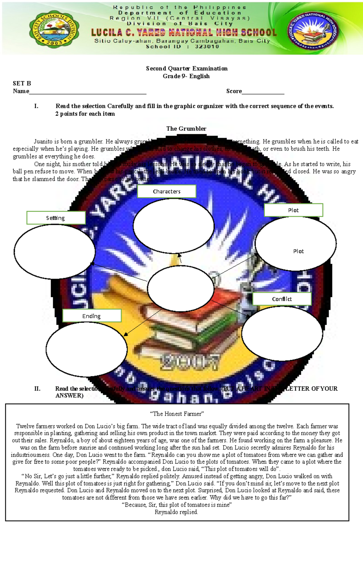 Second Quarter TEST English 9 - Second Quarter Examination Grade 9 ...