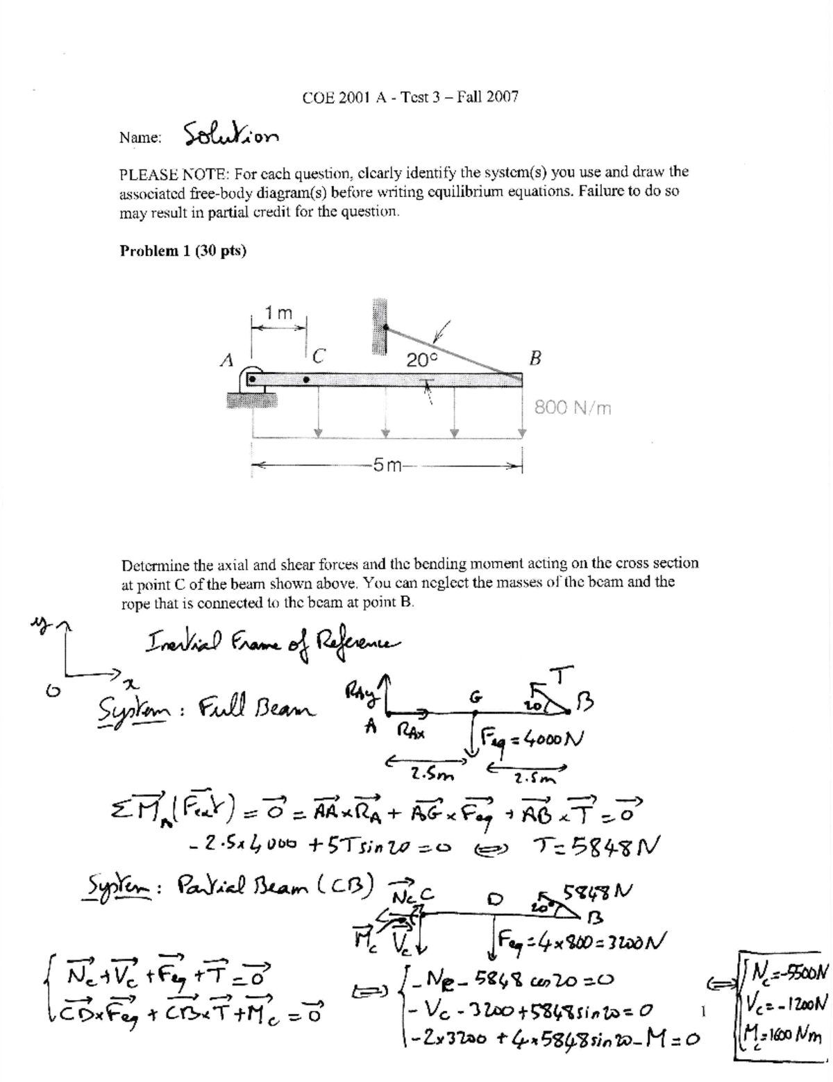 Fa07 TEST3 - Practice Exam - COE 2001 - Studocu