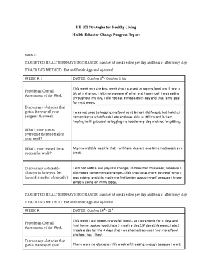 HBC Part 4 - part 4 of project - HE 101 Strategies for Healthy Living ...