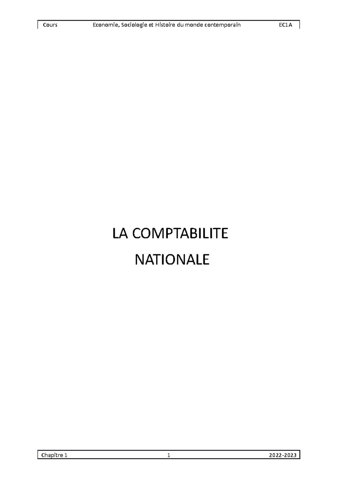Cours - LA COMPTABILITE NATIONALE La comptabilité nationale I. La ...