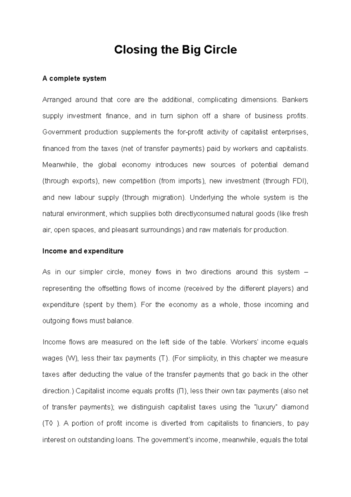Closing the Big Circle - notes that have definition, examples ...