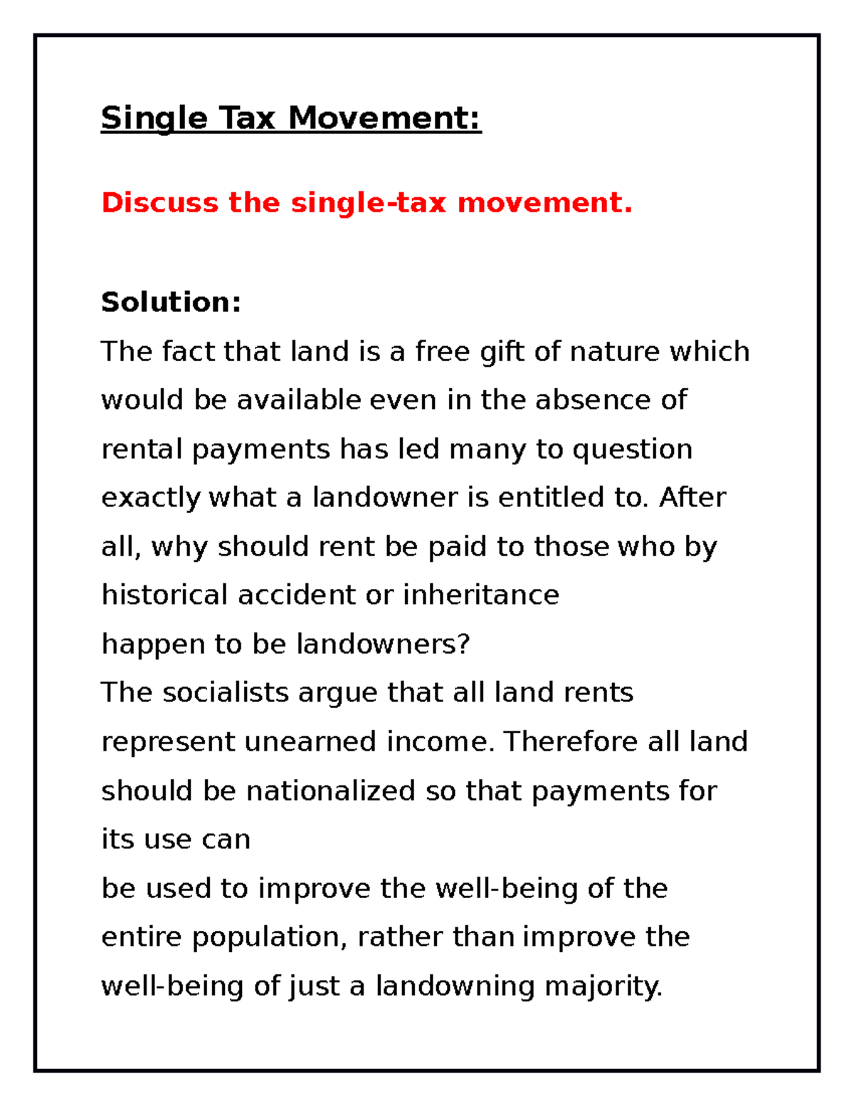 Single Tax Movement Single Tax Movement Discuss The Single tax single-tax-movement-single-tax-movement-discuss-the-single-tax