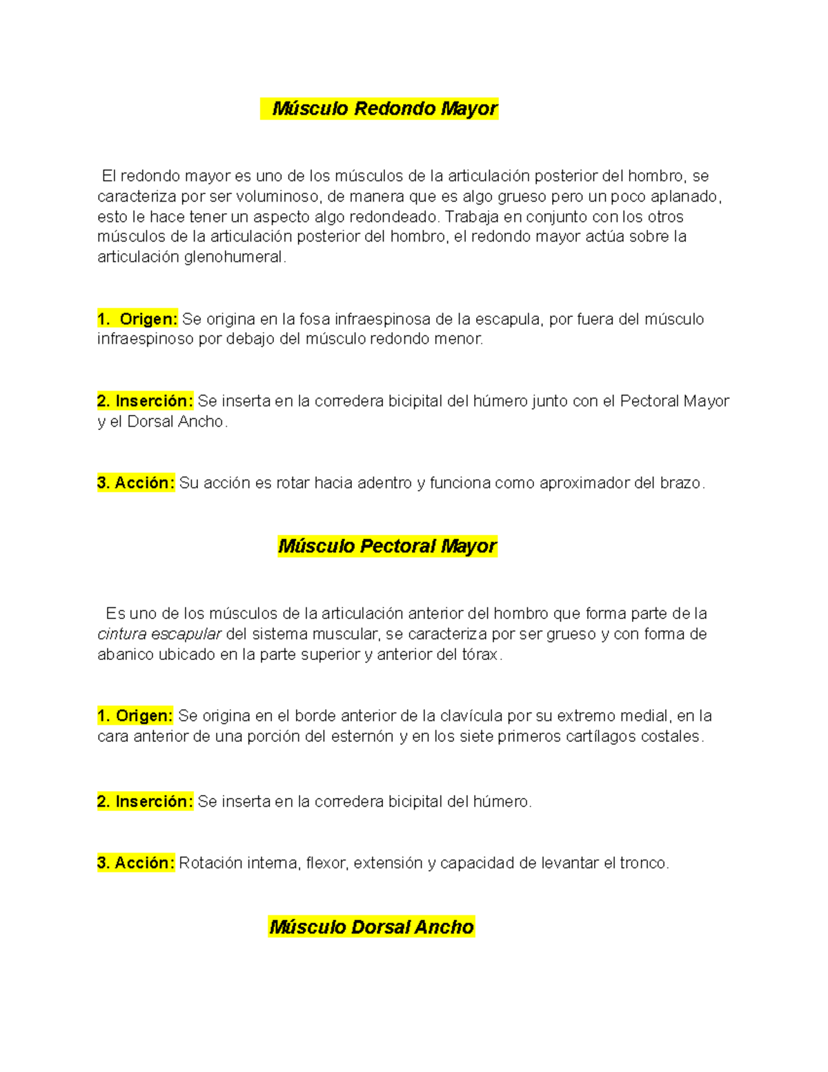 Anatomia Seminario - Músculo Redondo Mayor El redondo mayor es uno de ...
