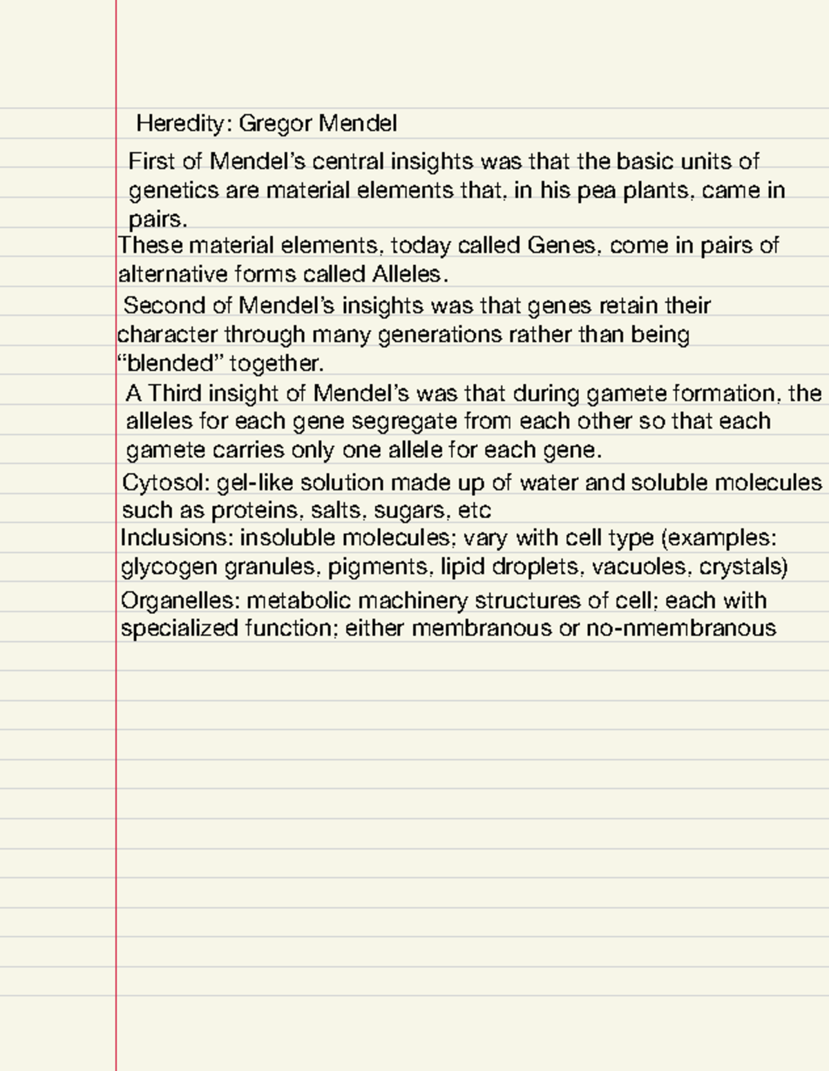 IMG 5904-3 - Notes - Heredity: Gregor Mendel First of Mendel’s central ...