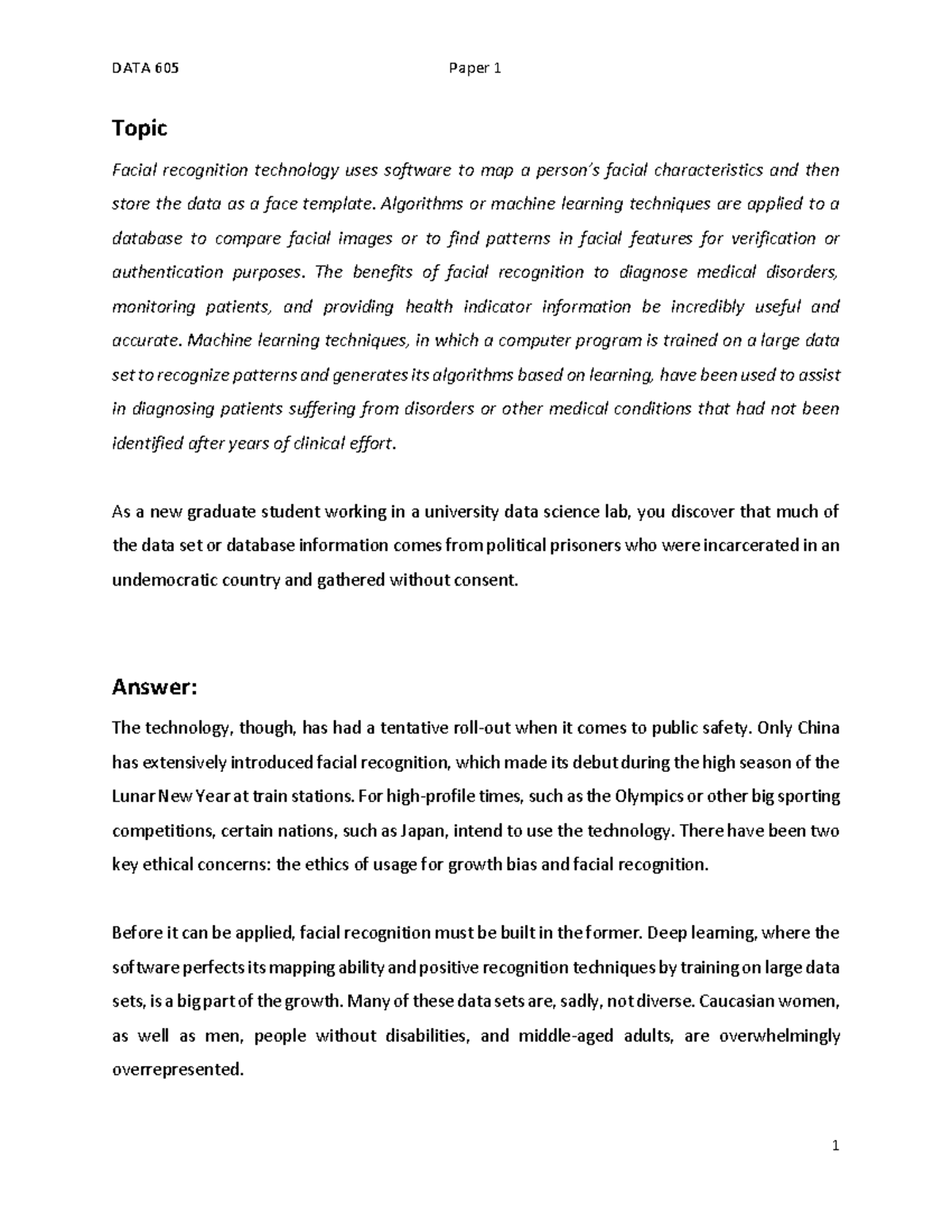 Paper 1 - Late/Incomplete assignments will not be accepted unless an ...