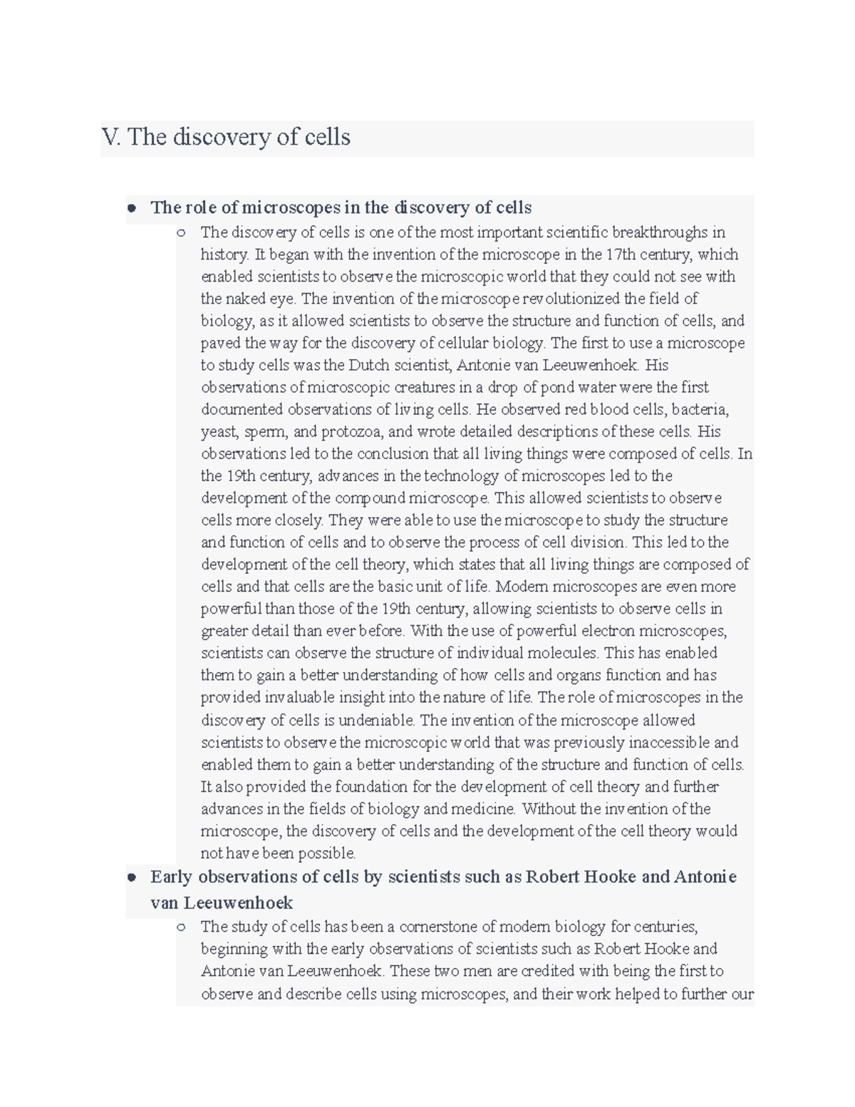The discovery and development of cell theory - V. The discovery of ...