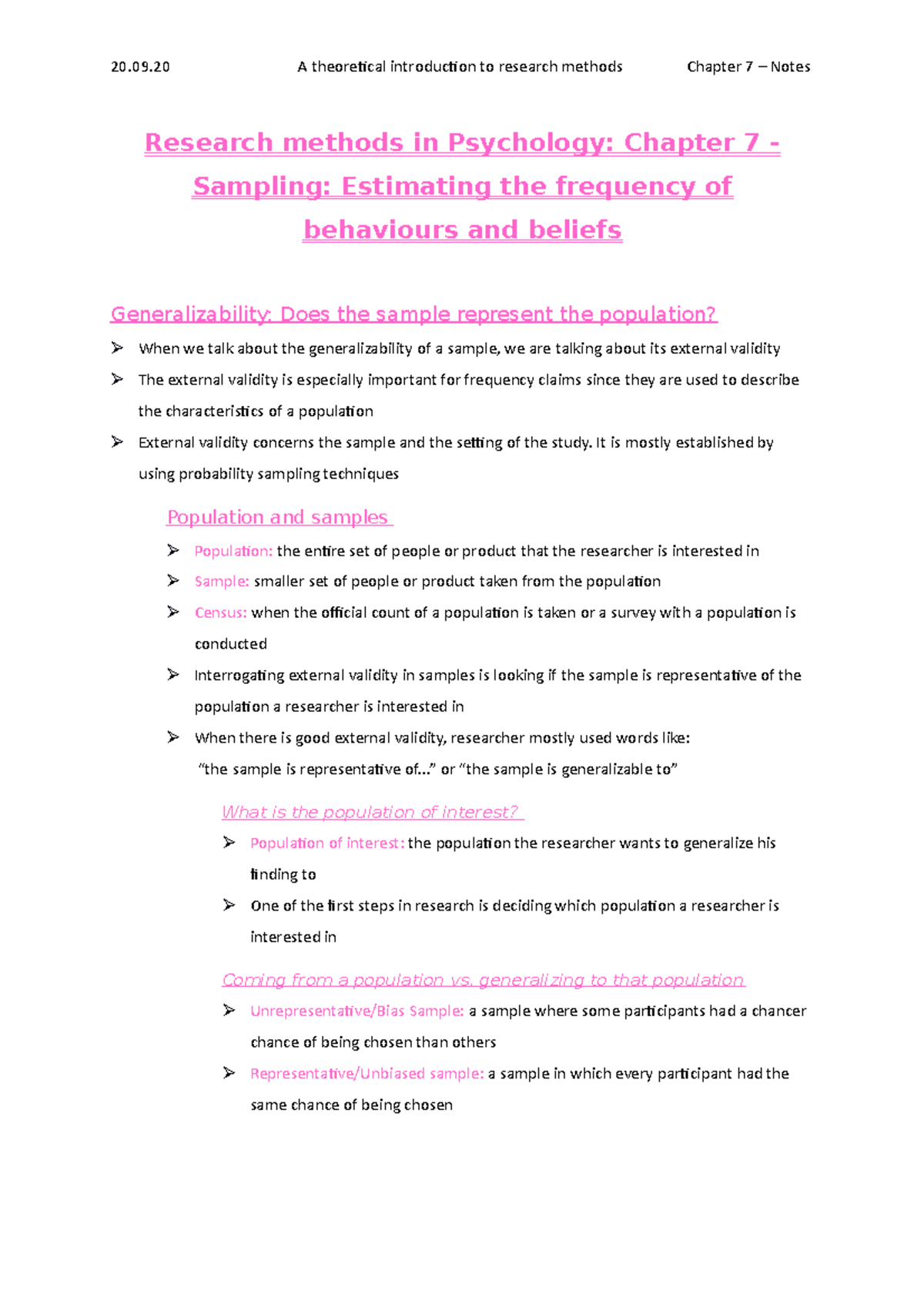Notes Chapter 7 - Sampling - estimating the frequency of behaviours and ...
