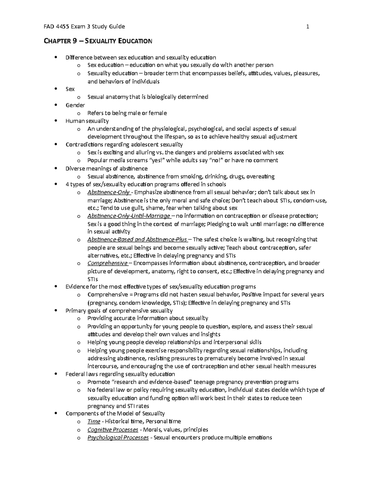 FAD 4455 Exam 3 Study Guide - FAD 4455 Exam 3 Study Guide 1 CHAPTER 9 ...