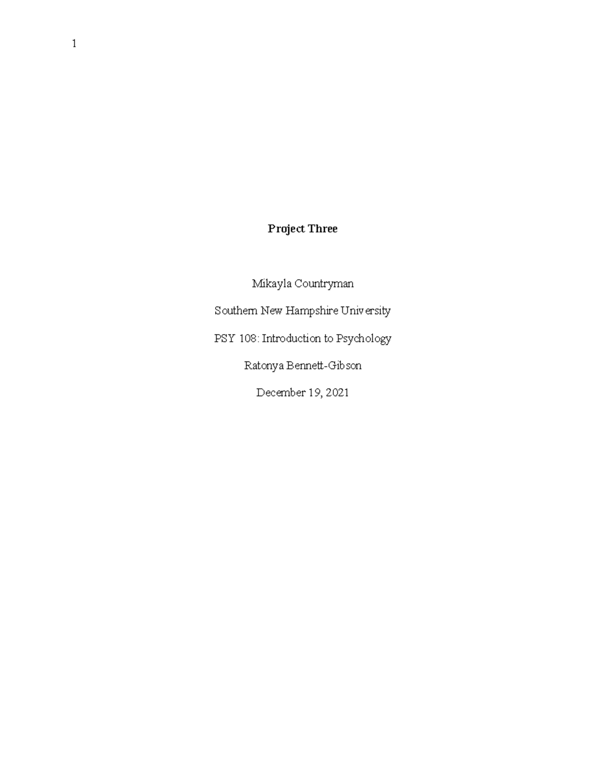 PSY108 Project Three week eight assignment - Project Three Mikayla ...