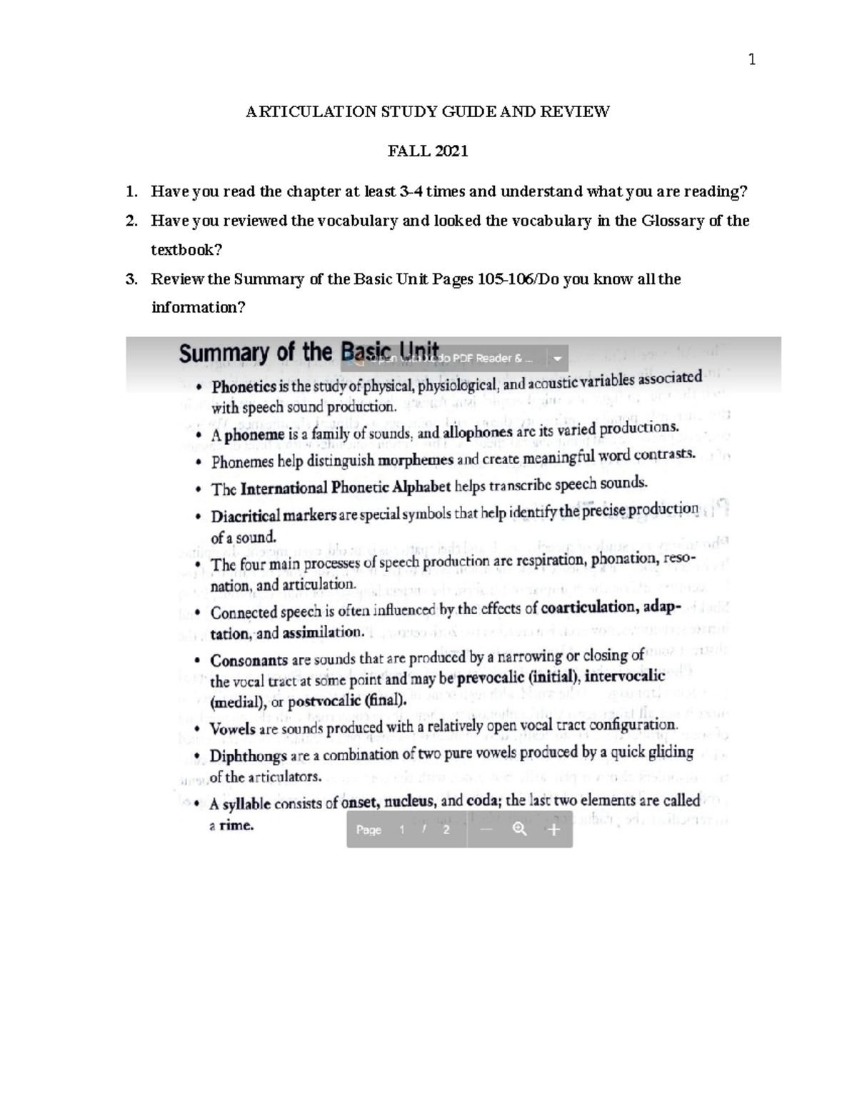 Articulation Study Guide AND Review Chapter 3 - Copy - ARTICULATION ...