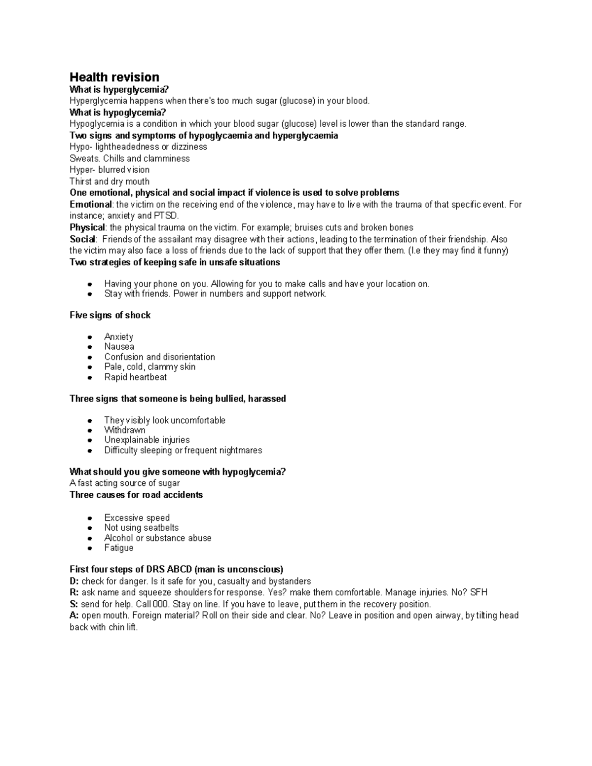 Health revision-2 - contains clear information about the topic - Health ...