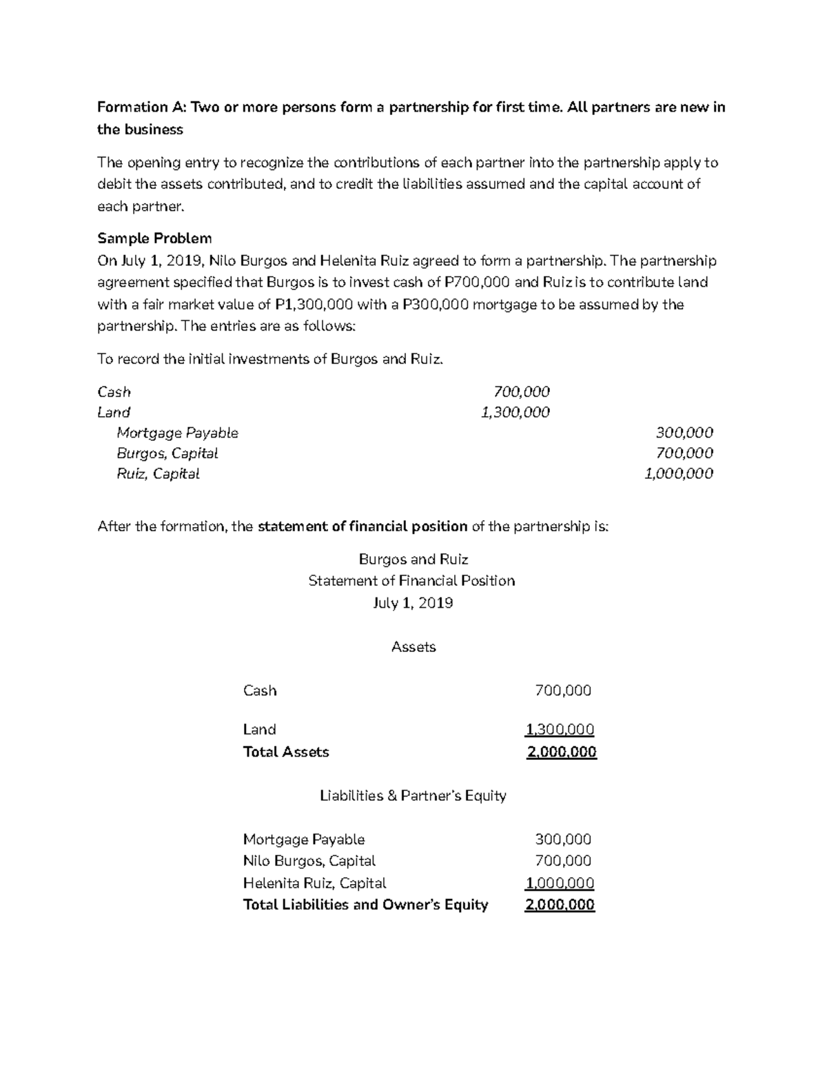 Partnership Extension - Formation A - Formation A: Two or more persons ...