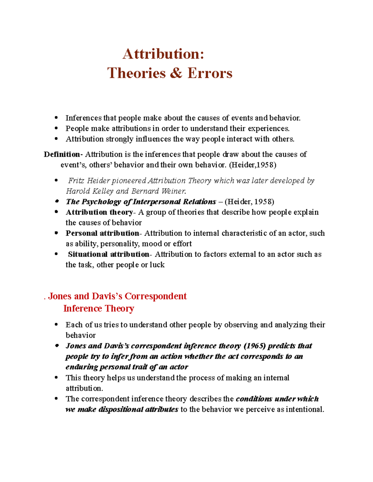 Attribution theories and errors - Attribution: Theories & Errors ...