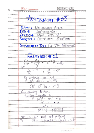 Differential Equation 1 - Studocu