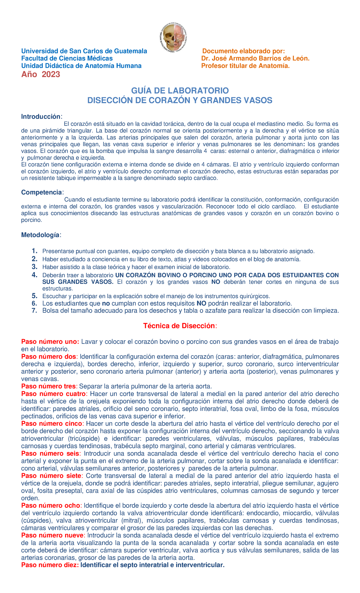 Guía para la Disección de Corazón para el laboratorio 2023 ...